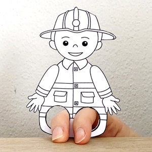 Firefighter Paper Craft Printable Community Helper Finger Puppet Kids ...