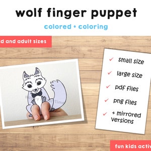 Wolf Paper Craft Printable Woodland Animal Finger Puppet Kids Craft ...
