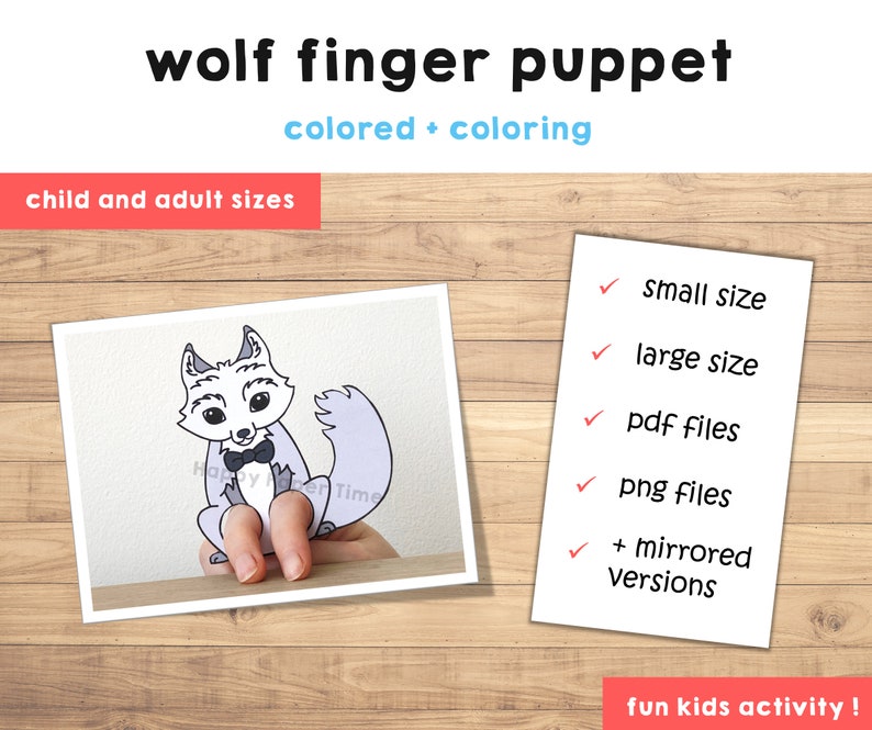 Wolf Paper Craft Printable Woodland Animal Finger Puppet Kids - Etsy