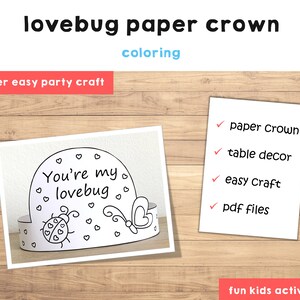 Lovebug Valentine Paper Crown Party Activity Printable Kids Easy Craft ...