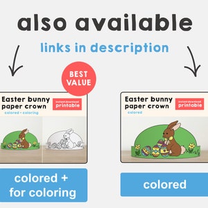 Easter Bunny Hat Paper Crown Coloring Headband Easter Cut Out Party ...