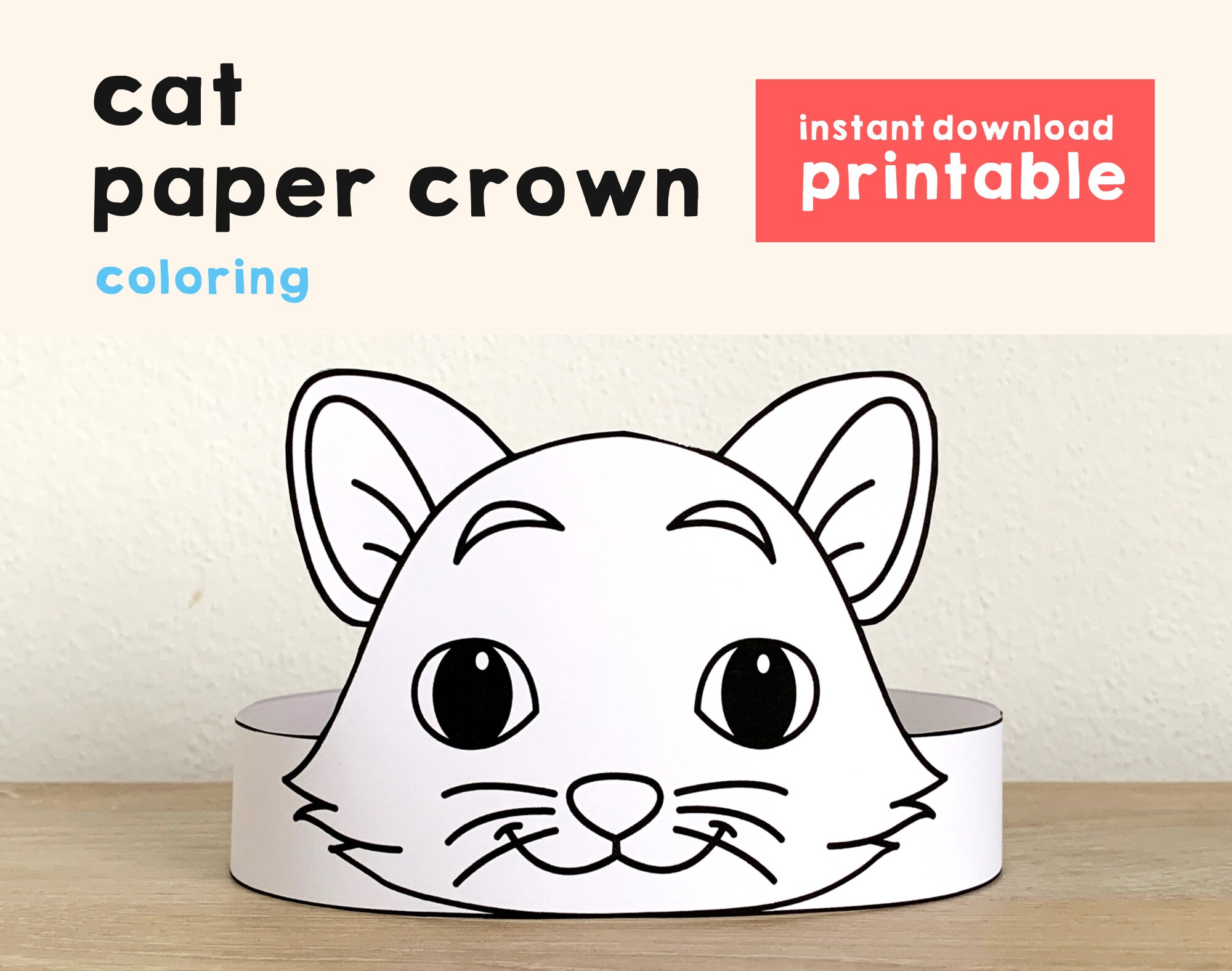 Cat Paper Crown Headband Pet Animal Printable Kids Craft - Etsy