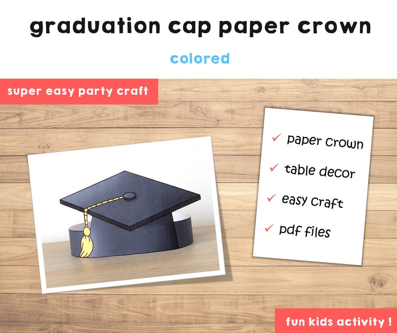 Graduation Cap Paper Crown Party Teacher Printable Kids Craft - Etsy