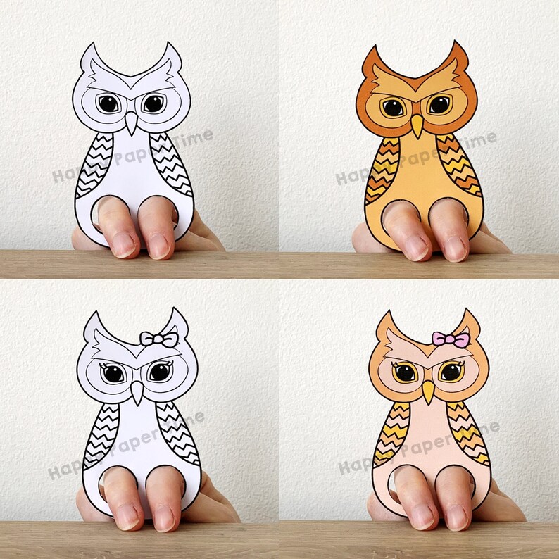 Owl Puppet Paper Craft Printable Finger Puppet Kids Craft | Etsy