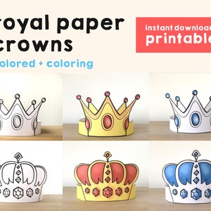 Princess Paper Crown Coloring Printable Kid Craft Princess | Etsy