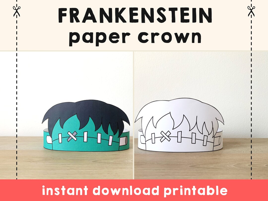 Frankenstein Monster Paper Crown Template Halloween Party Headband ...