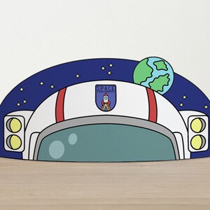 Astronaut Helmet Paper Crown Space Astronomy Party Coloring Printable ...