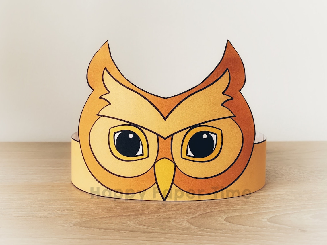 Owl Paper Crown Activity Printable Kids Craft Woodland Forest Birthday ...