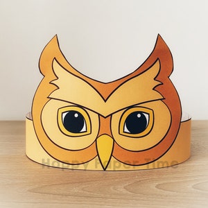 Owl Paper Crown Activity Printable Kids Craft Woodland Forest Birthday ...