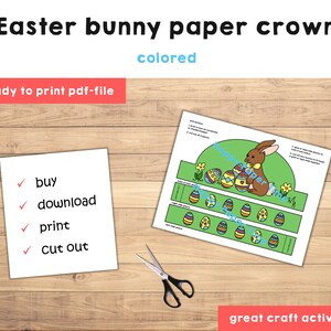 Easter Bunny Hat Paper Crown Headband Easter Cut Out Party Activity ...
