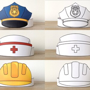 Community Helpers Paper Crowns Police Builder Farmer Nurse Mail Carrier ...