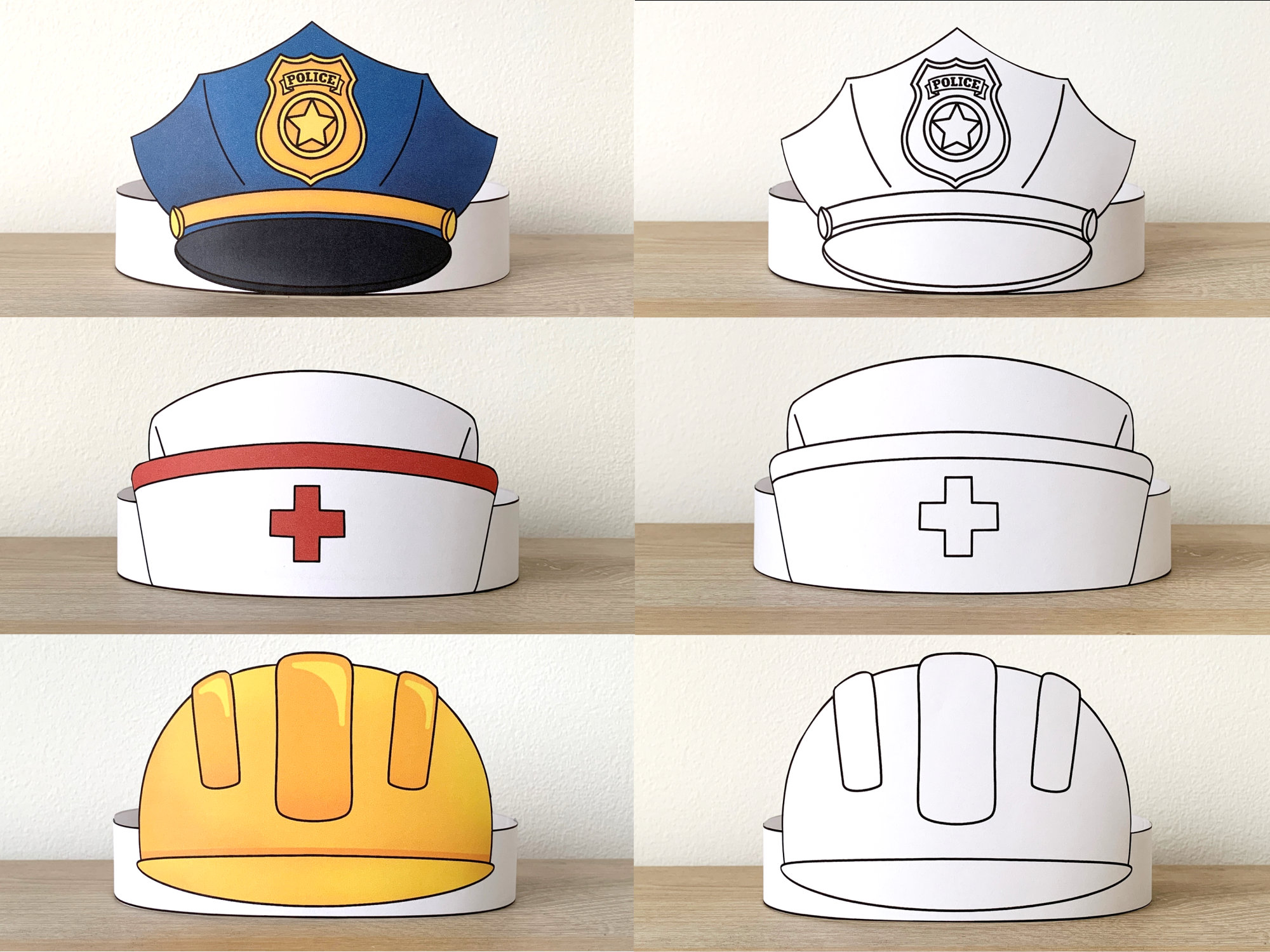 Community Helpers Paper Crowns Police Builder Farmer Nurse | Etsy