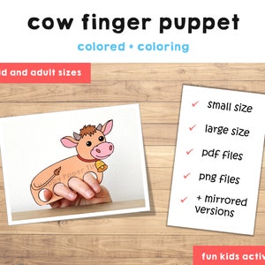 Cow Paper Craft Printable Farm Animal Finger Puppet Kids Craft Farm ...
