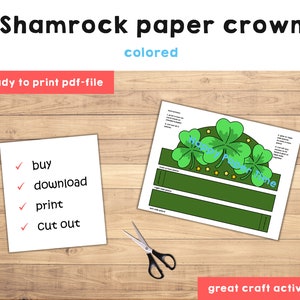 Shamrock Clovers Paper Crown Headband St Patrick's Day Party Activity ...