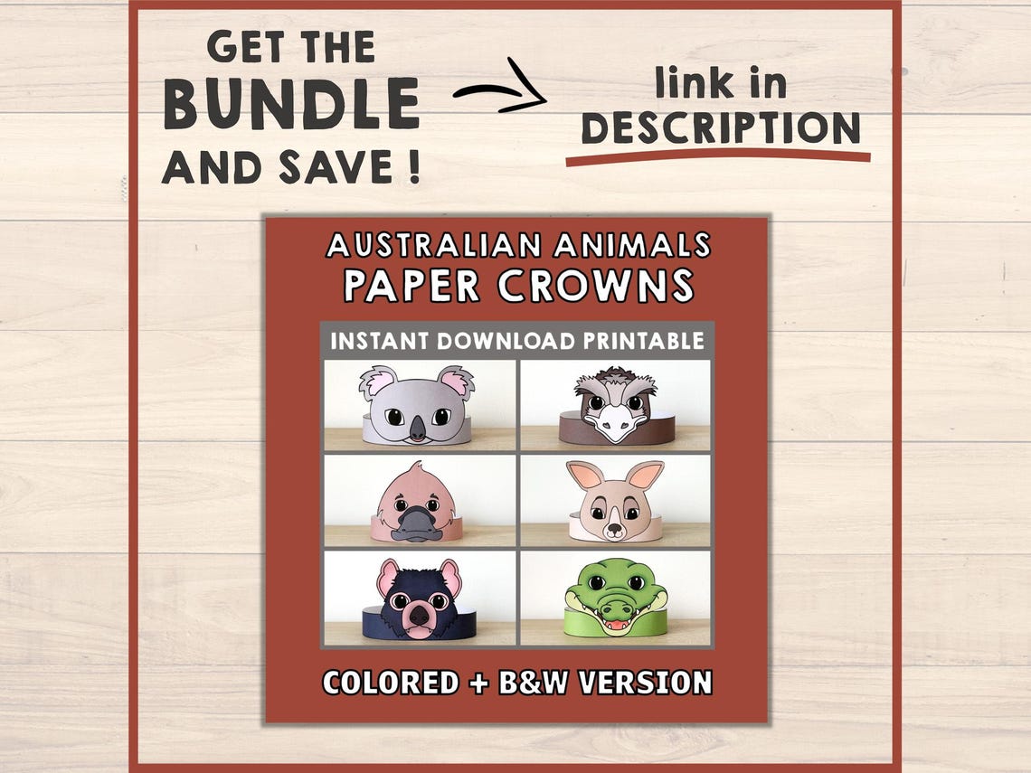 Koala Paper Crown Party Coloring Printable Kids Craft Australia Safari ...