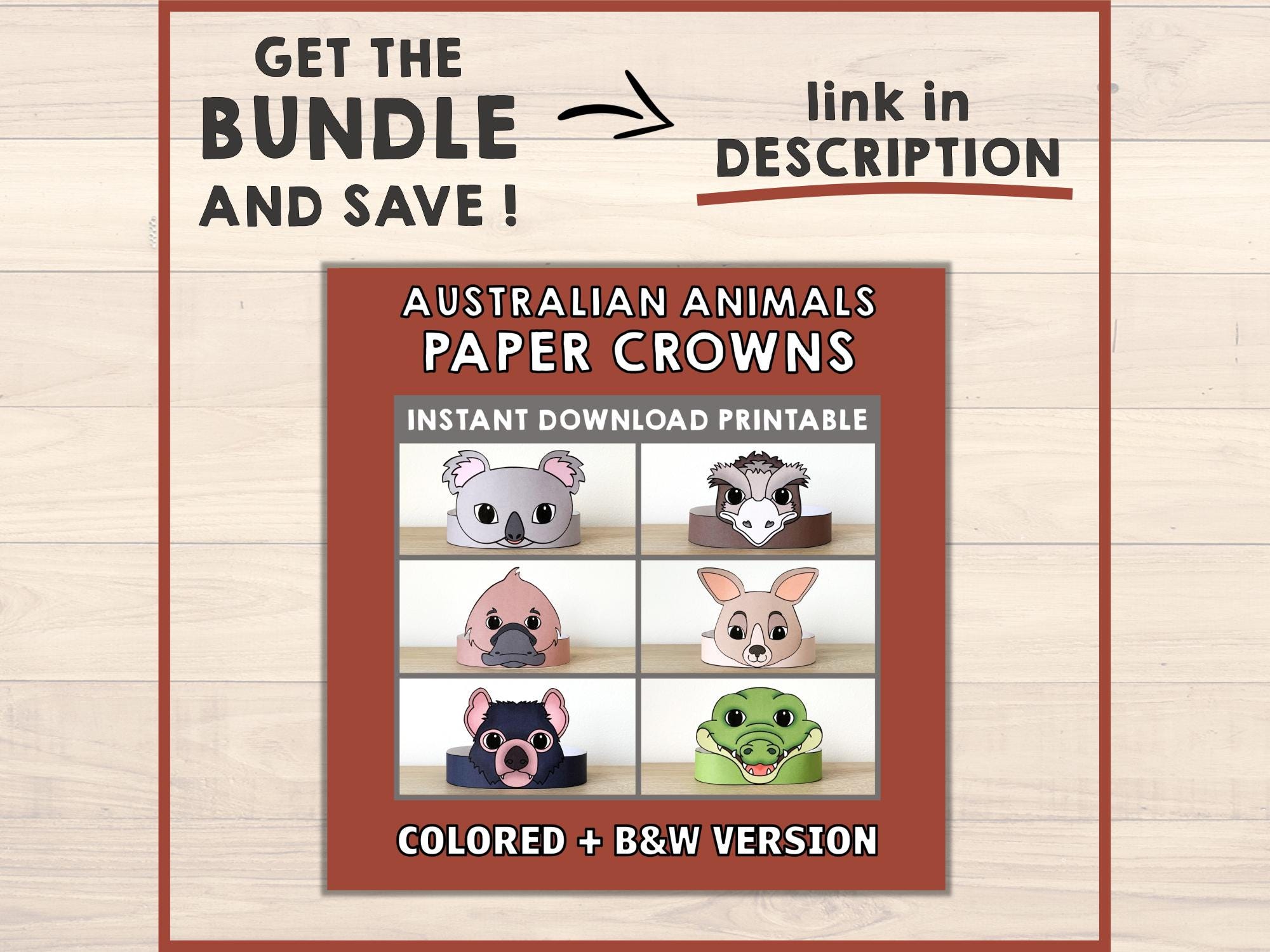 Koala Paper Crown Party Coloring Printable Kids Craft Australia Safari ...