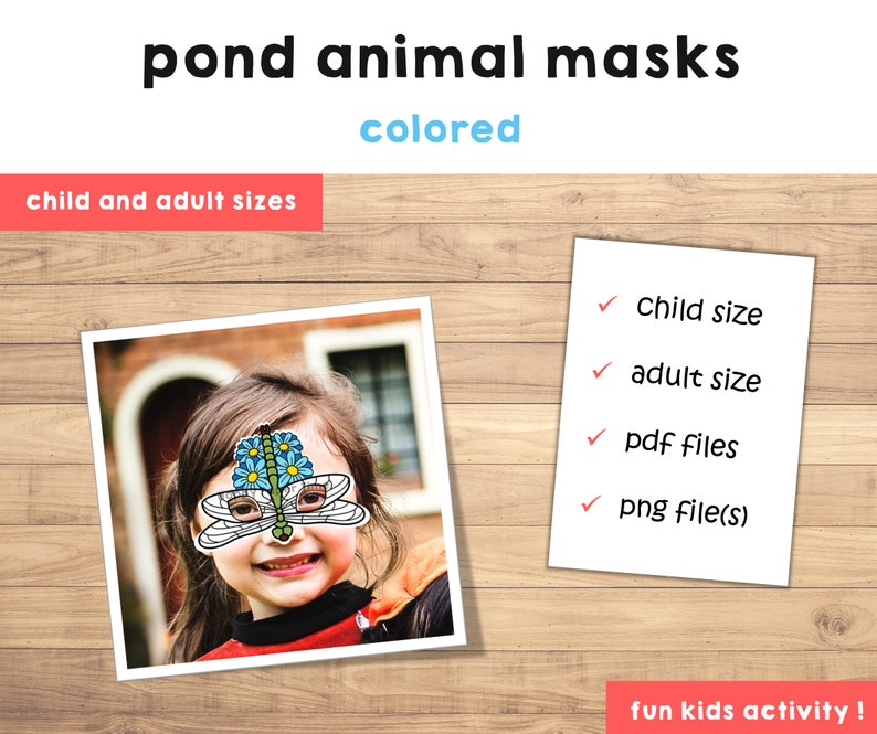 Pond Animals Paper Mask Craft Activity Template for Kids, Duck, Frog ...
