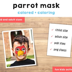 Parrot Mask Paper Bird Animal Mask Party Favor Pet Printable Jungle ...