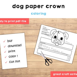 Dog Paper Crown Headband Pet Animal Coloring Printable Kids Craft Puppy ...