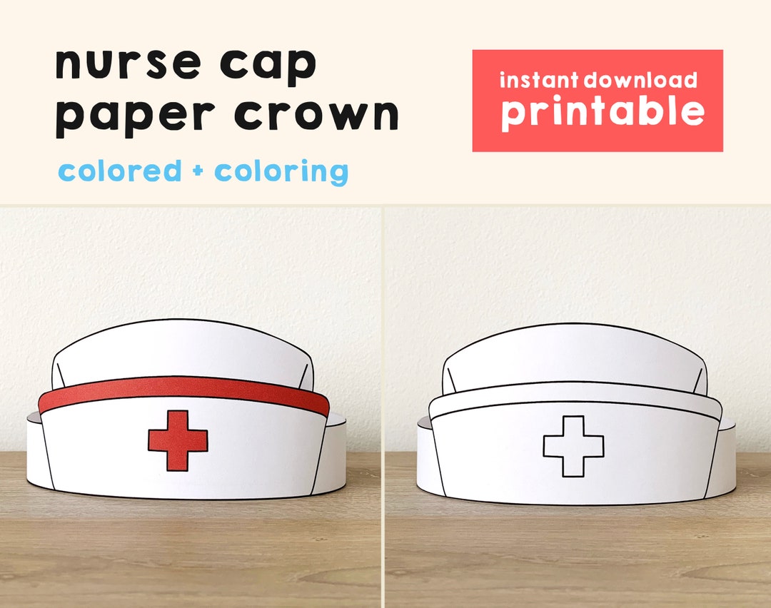 Nurse Cap Hat Paper Crown Party Coloring Printable Kids Craft - Etsy Canada