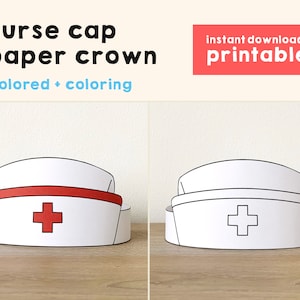 Nurse Cap Hat Paper Crown Party Coloring Printable Kids Craft - Etsy Canada