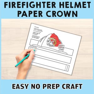 Firefighter Helmet Paper Crown Party Coloring Printable Kids Craft ...