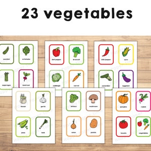 Vegetables Flash Cards Printable Montessori Materials Preschool ...