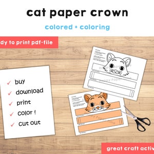 Cat Paper Crown Headband Pet Animal Printable Kids Craft Kitten Party ...