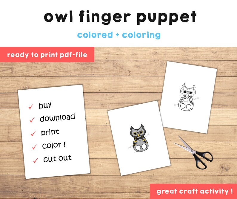 Owl Paper Craft Printable Woodland Animal Finger Puppet Kids Craft Owl ...