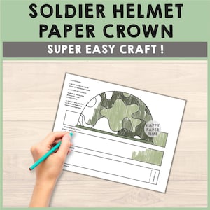 Soldier Helmet Paper Crown Headband Military Army Veteran Day Coloring ...
