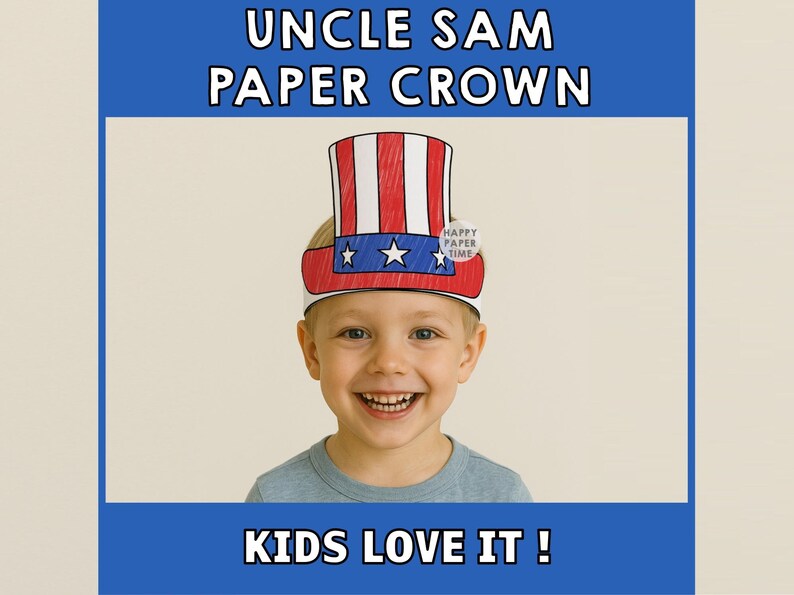 Uncle Sam Hat Paper Crown Party Coloring Printable Kids Craft America ...