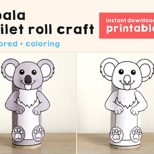 Koala Toilet Paper Roll Craft Australian Animal Party Coloring - Etsy
