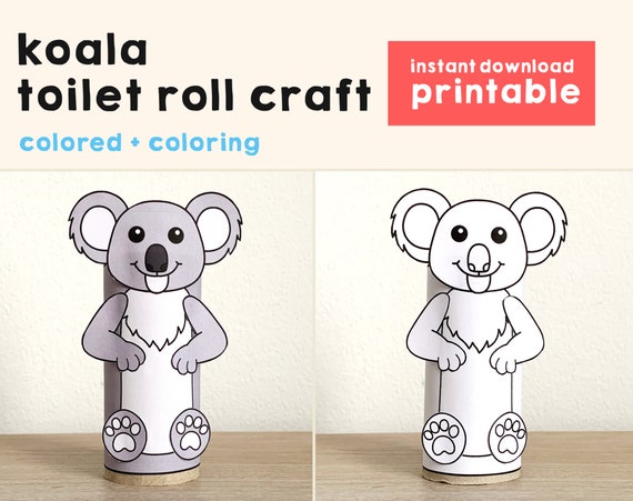 Koala Toilet Paper Roll Craft Australian Animal Party Coloring - Etsy