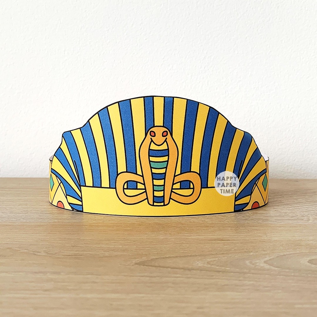 Pharaoh Paper Crown Ancient Egypt Template Party Coloring Printable ...