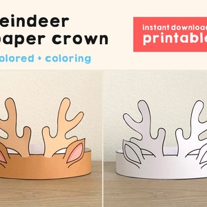 Reindeer Paper Crown Hat Christmas Winter Holiday Party - Etsy