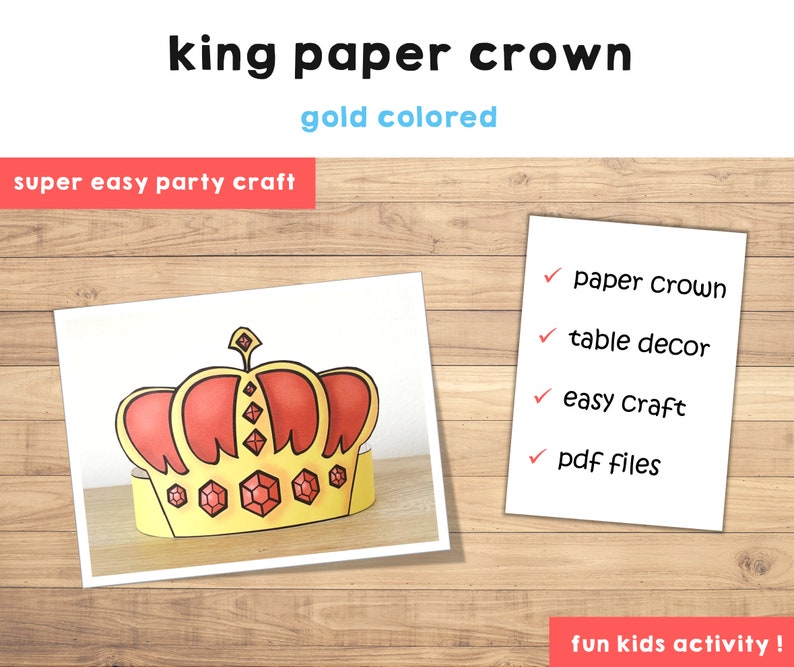 King Paper Crown Prince Gold Royal Printable Kids Craft Prince - Etsy