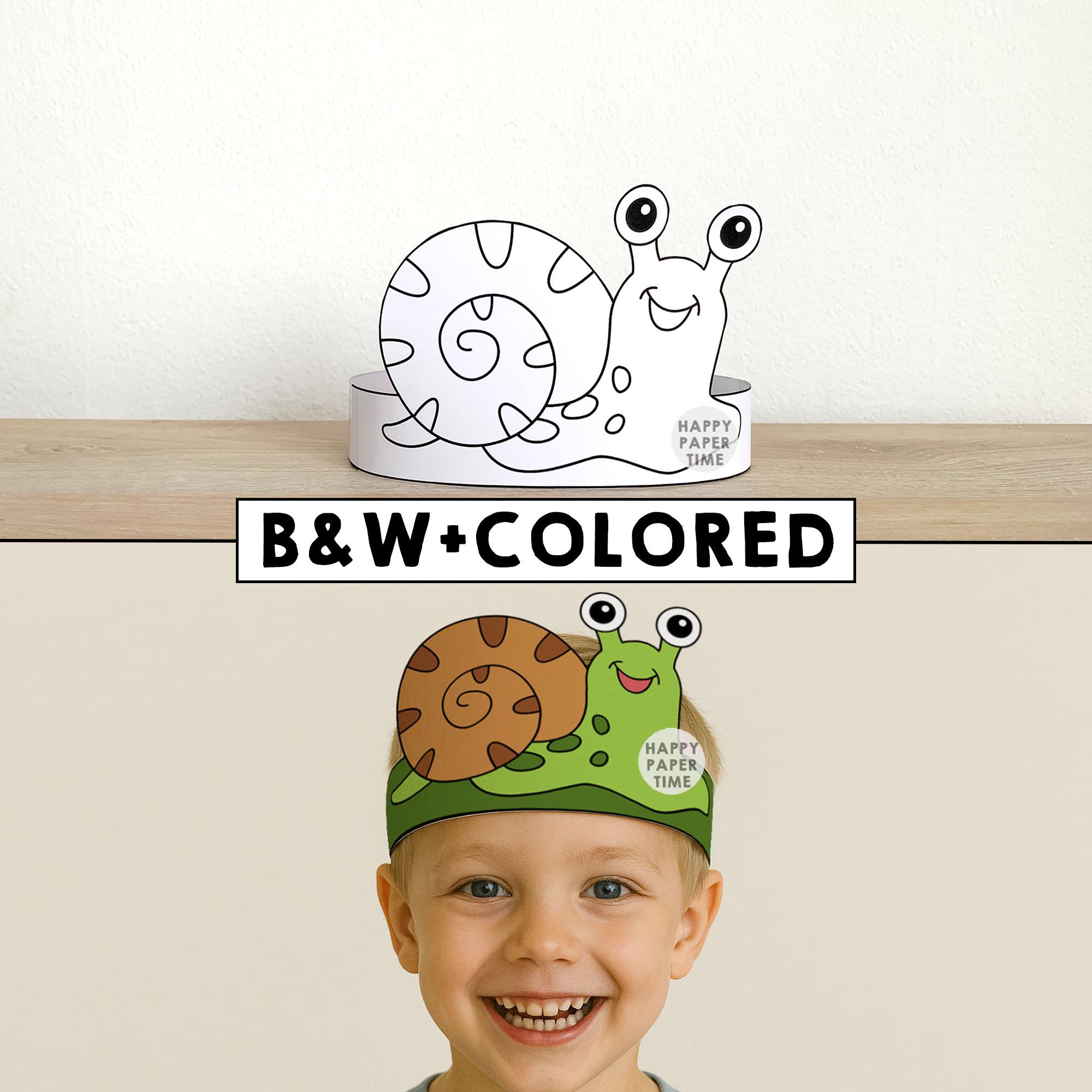 Snail Paper Crown Headband Party Coloring Printable Kids Craft Bug ...