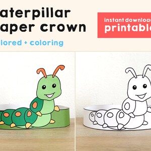 Caterpillar Paper Crown Headband Party Coloring Printable Kids - Etsy