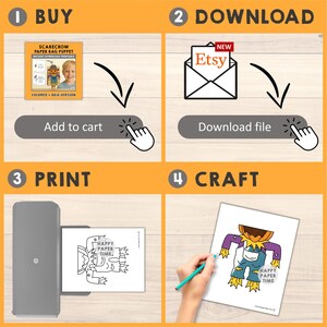 Scarecrow Paper Bag Puppet Printable Halloween Craft Activity Cut Paste ...