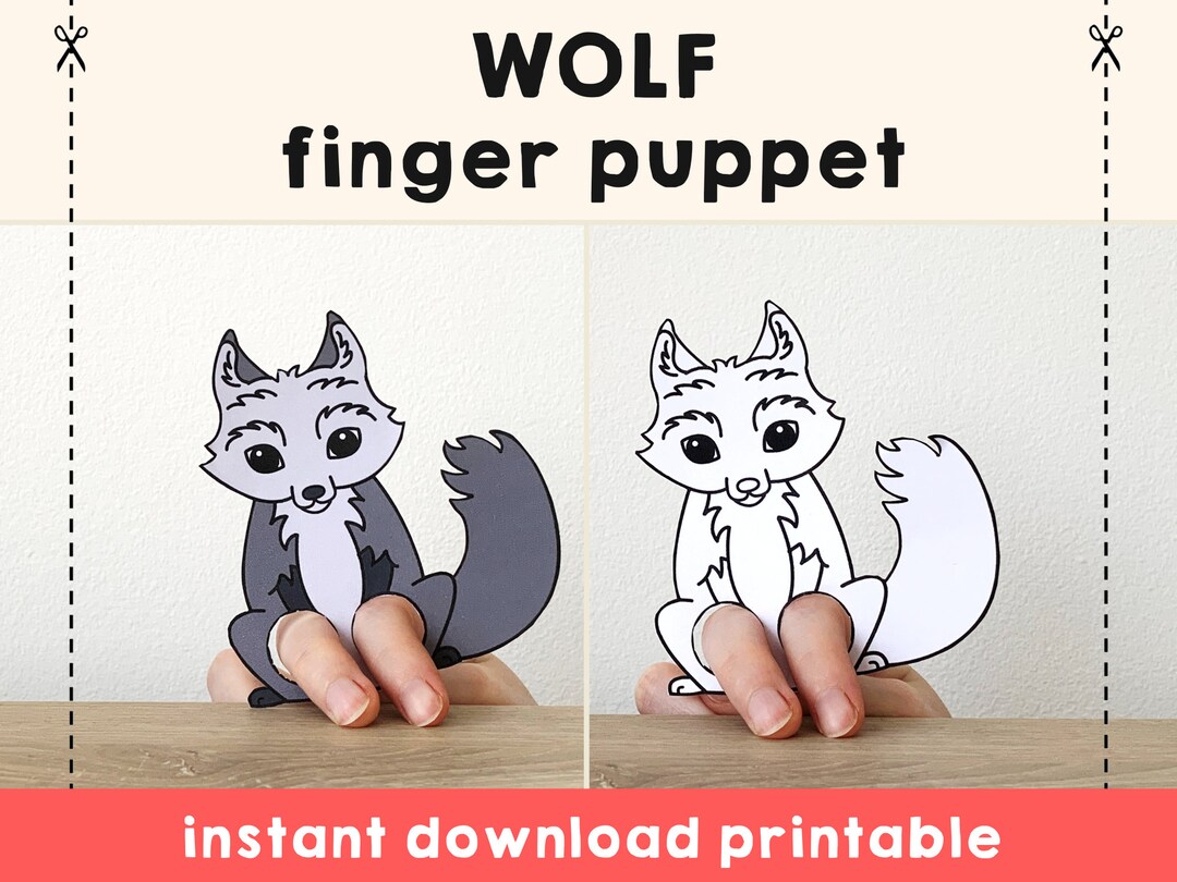Wolf Paper Craft Printable Woodland Animal Finger Puppet Kids Craft ...