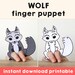 Wolf Paper Craft Printable Woodland Animal Finger Puppet Kids Craft ...