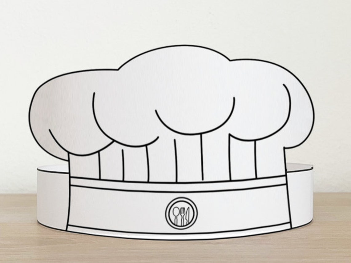 Chef Hat Cook Paper Crown Restaurant Party Coloring Printable - Etsy