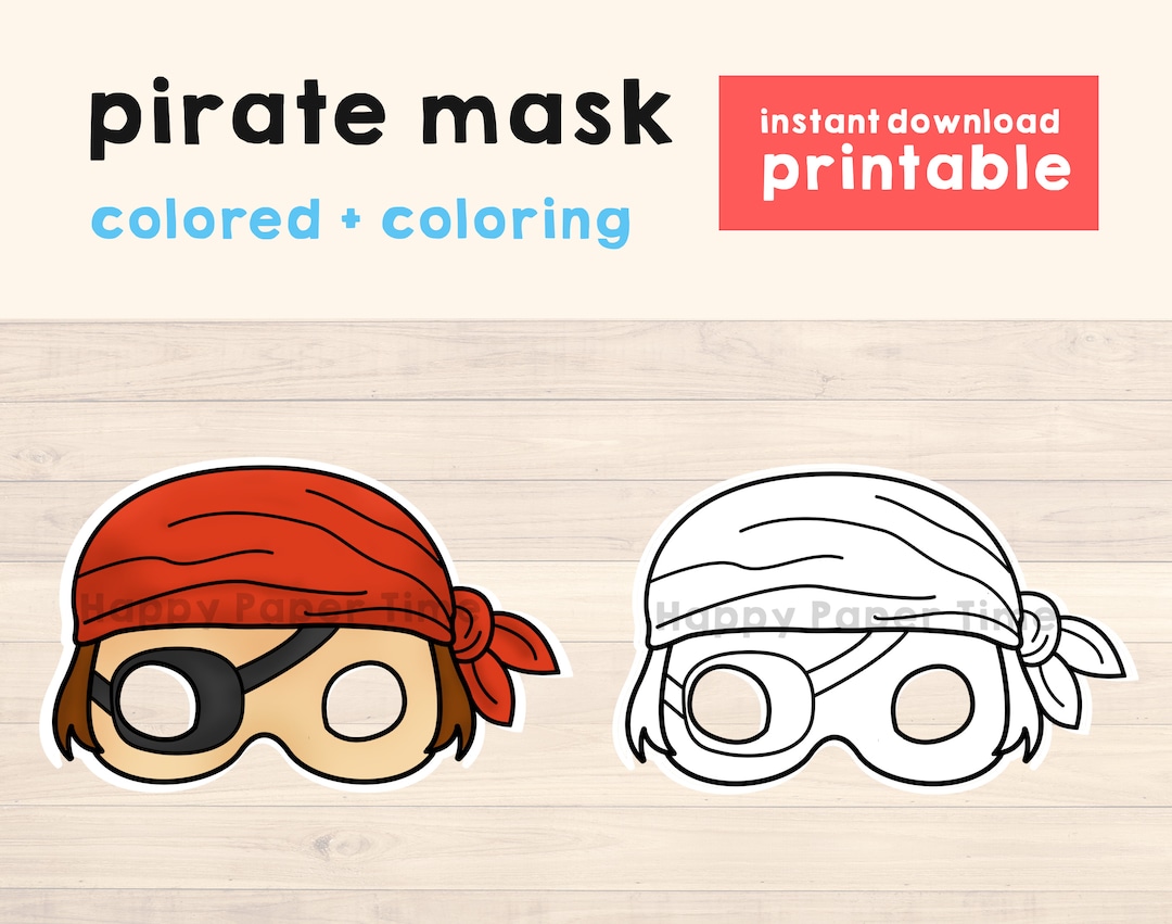 Pirate Captain Mask Costume Hero Mask Printable Party Favor Craft ...
