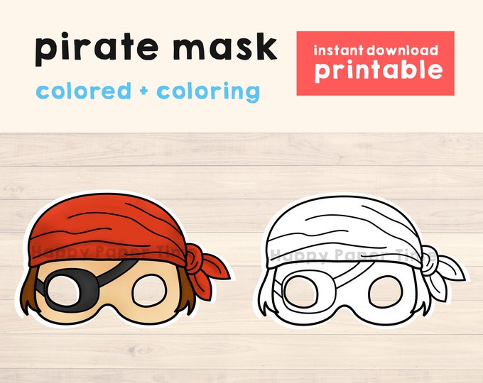 Pirate Blackbeard Mask Printable, Paper DIY for Kids and Adults. PDF ...