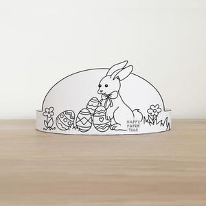 Easter Bunny Hat Paper Crown Coloring Headband Easter Cut Out Party ...