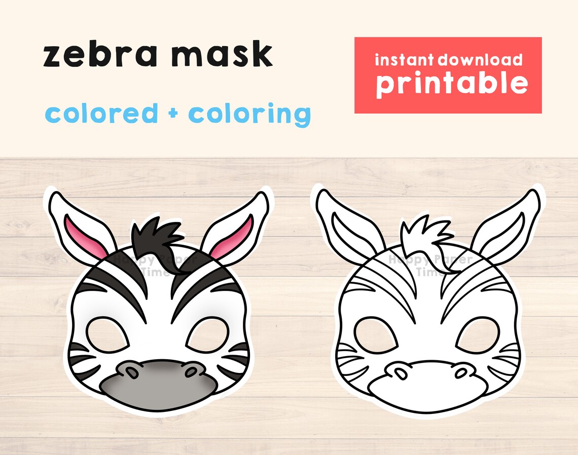 Zebra Mask Costume Animal Mask Printable Party Favor African | Etsy