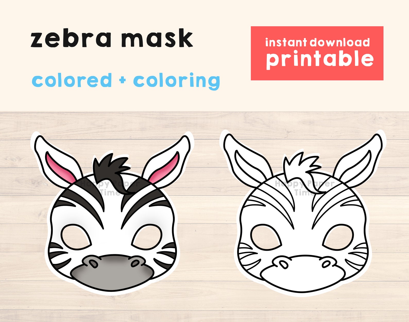 Zebra Mask Costume Animal Mask Printable Party Favor African | Etsy
