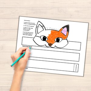 Fox Paper Crown Activity Coloring Printable Kids Craft Woodland Forest ...