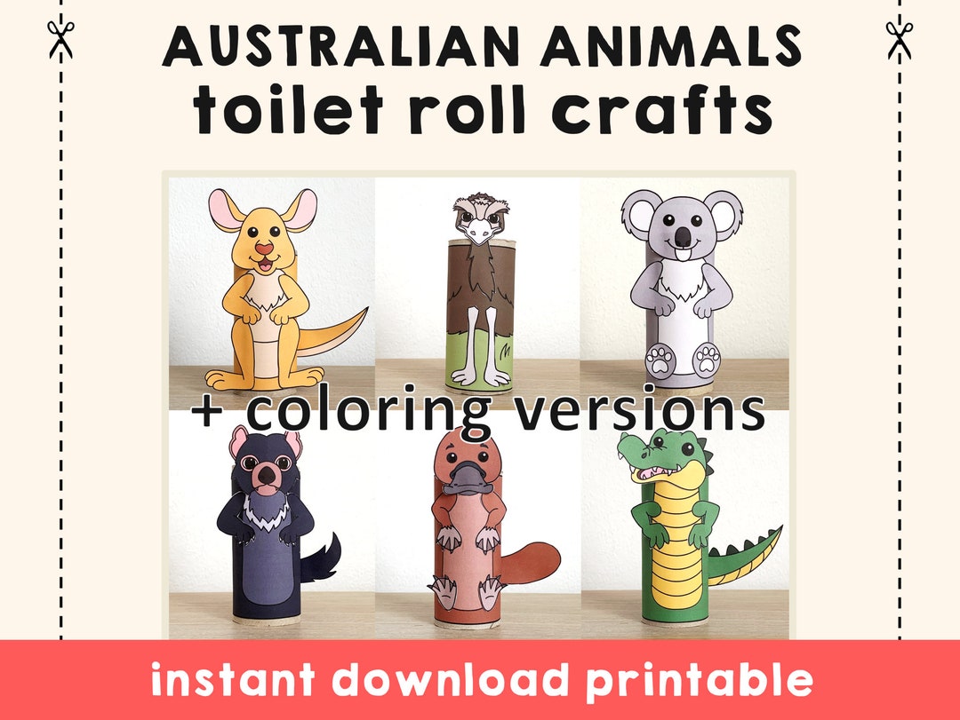 Australian Animals Toilet Paper Roll Craft Wild Party Coloring ...
