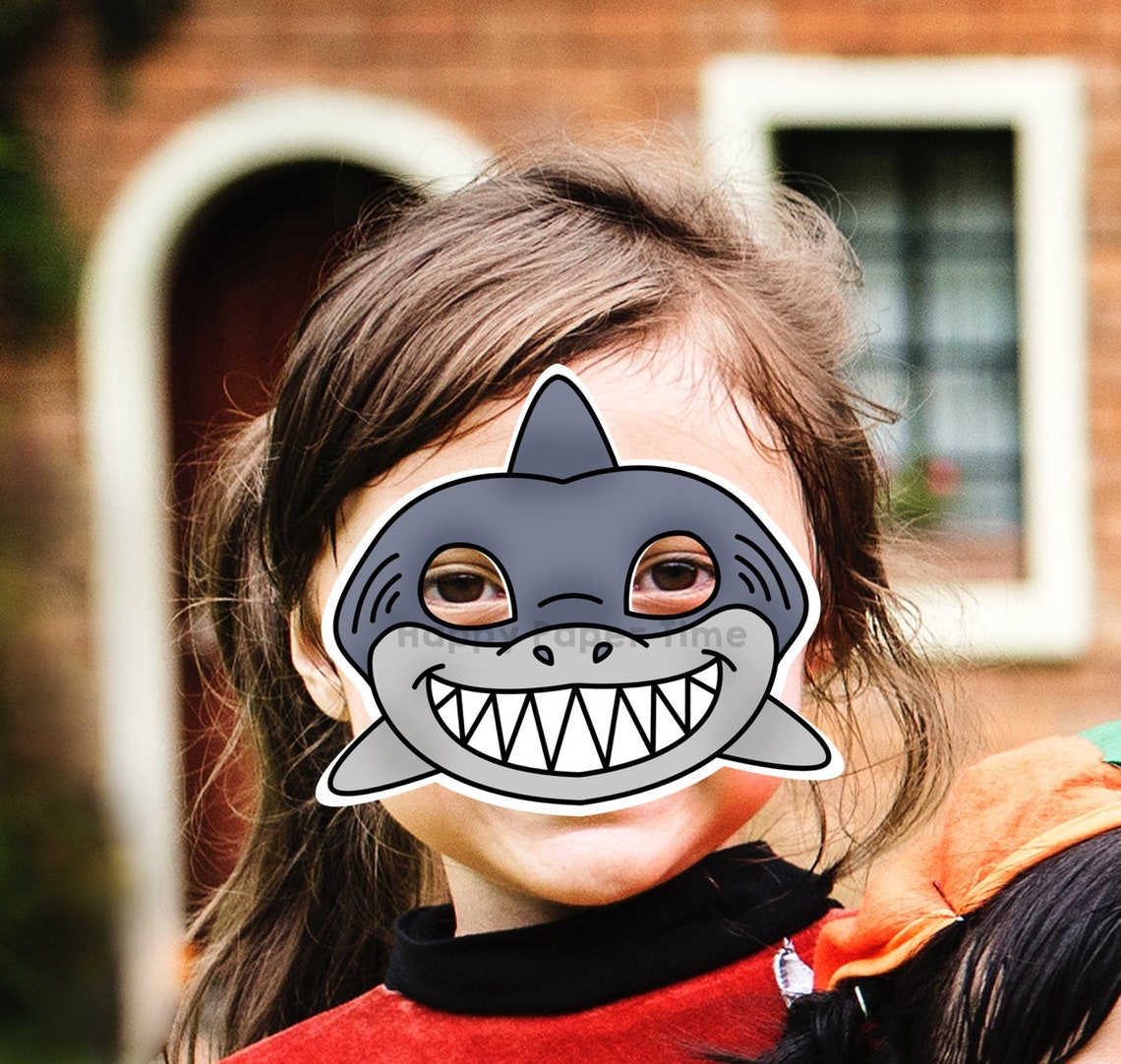 Shark Mask Template Costume Kids Diy Ocean Sea Animal Party | Etsy